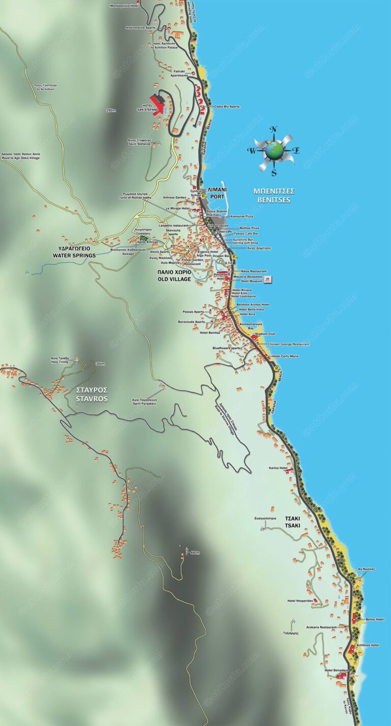 Kavos map - AtCorfu