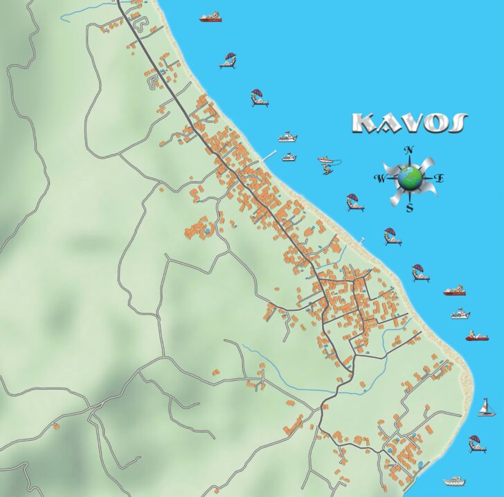 Sidari map: All the Area Up to Peroulades With Details - AtCorfu