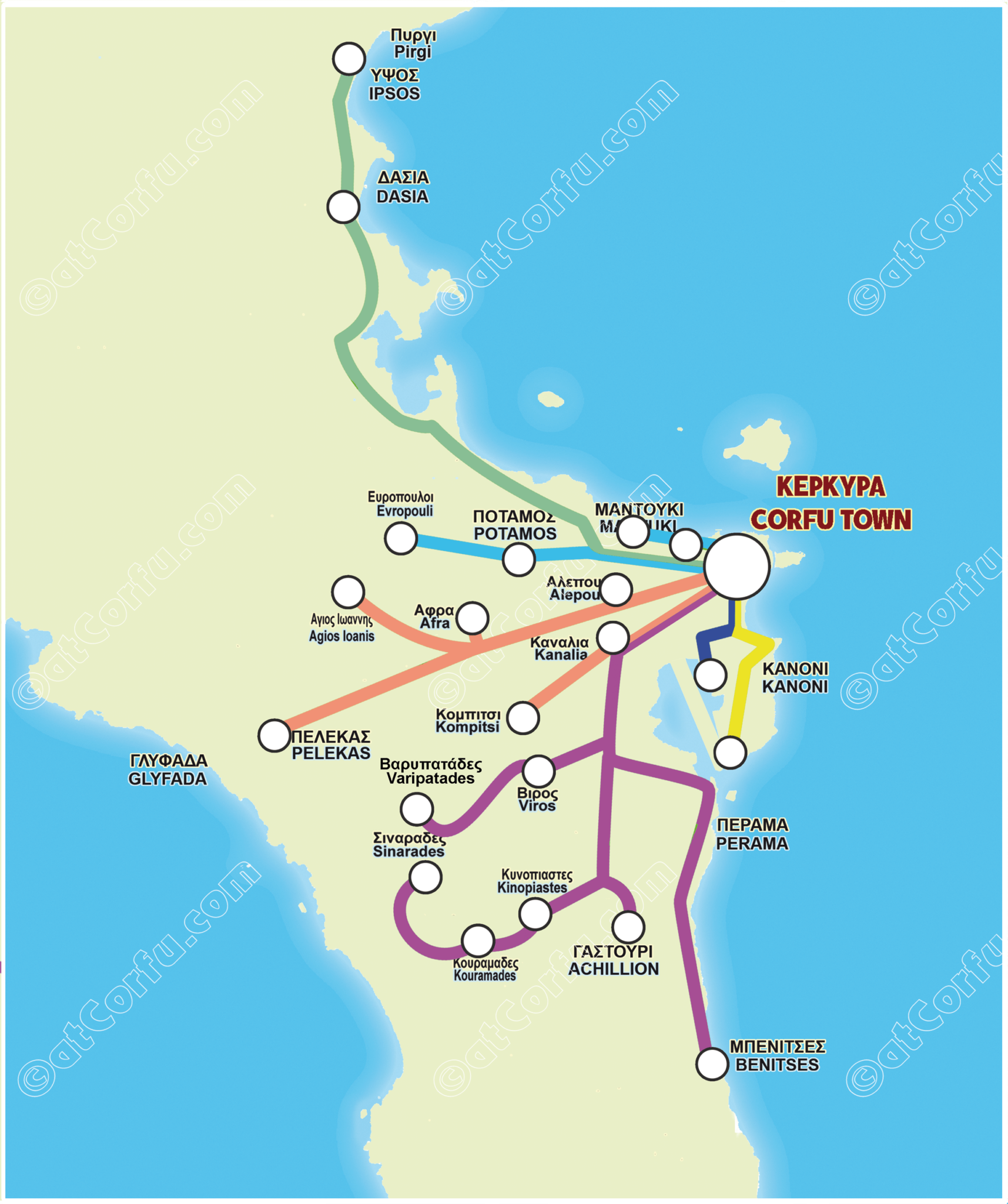 Corfu Blue Bus Routes 2026: Timetable & Map (PDF) - AtCorfu